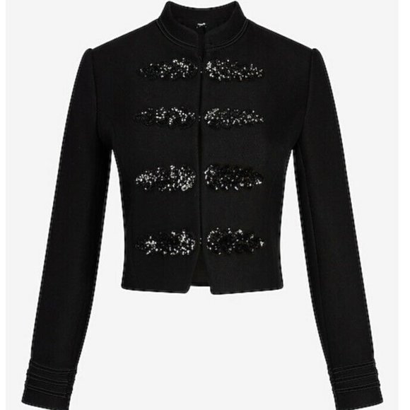 Express | Jackets & Coats | New Express Black Sequin Detail Military ...